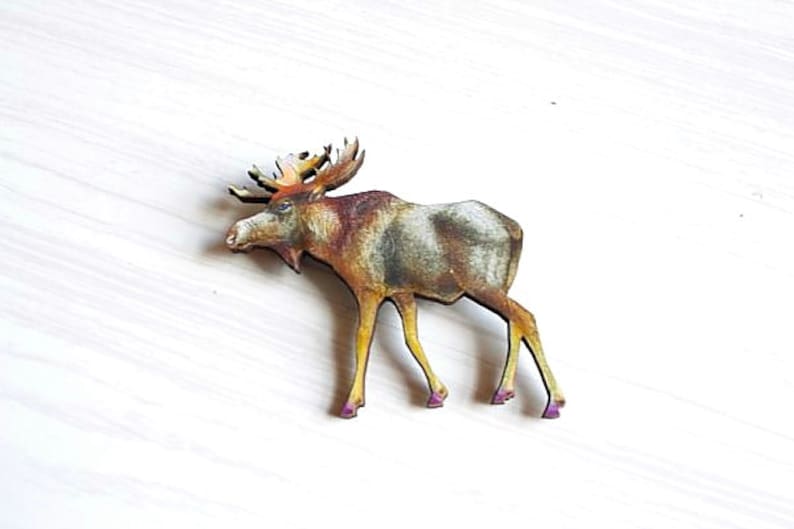 Woodland Moose Pin/brooch - Etsy
