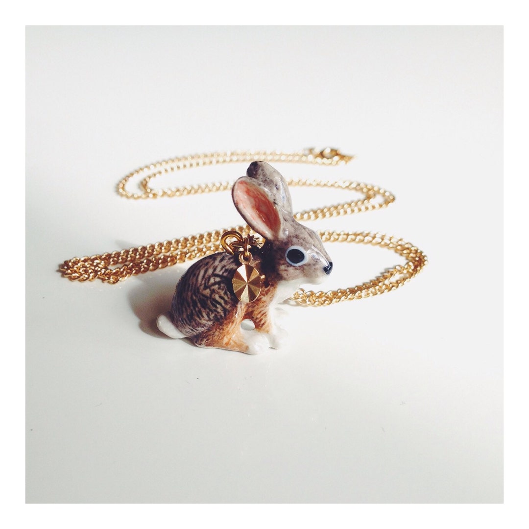 Porcelain Jack Rabbit Necklace - Etsy