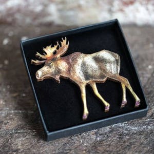 Woodland Moose Pin/brooch - Etsy