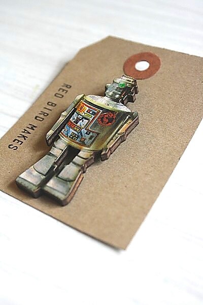 Retro Robot Toy Pin/brooch - Etsy UK