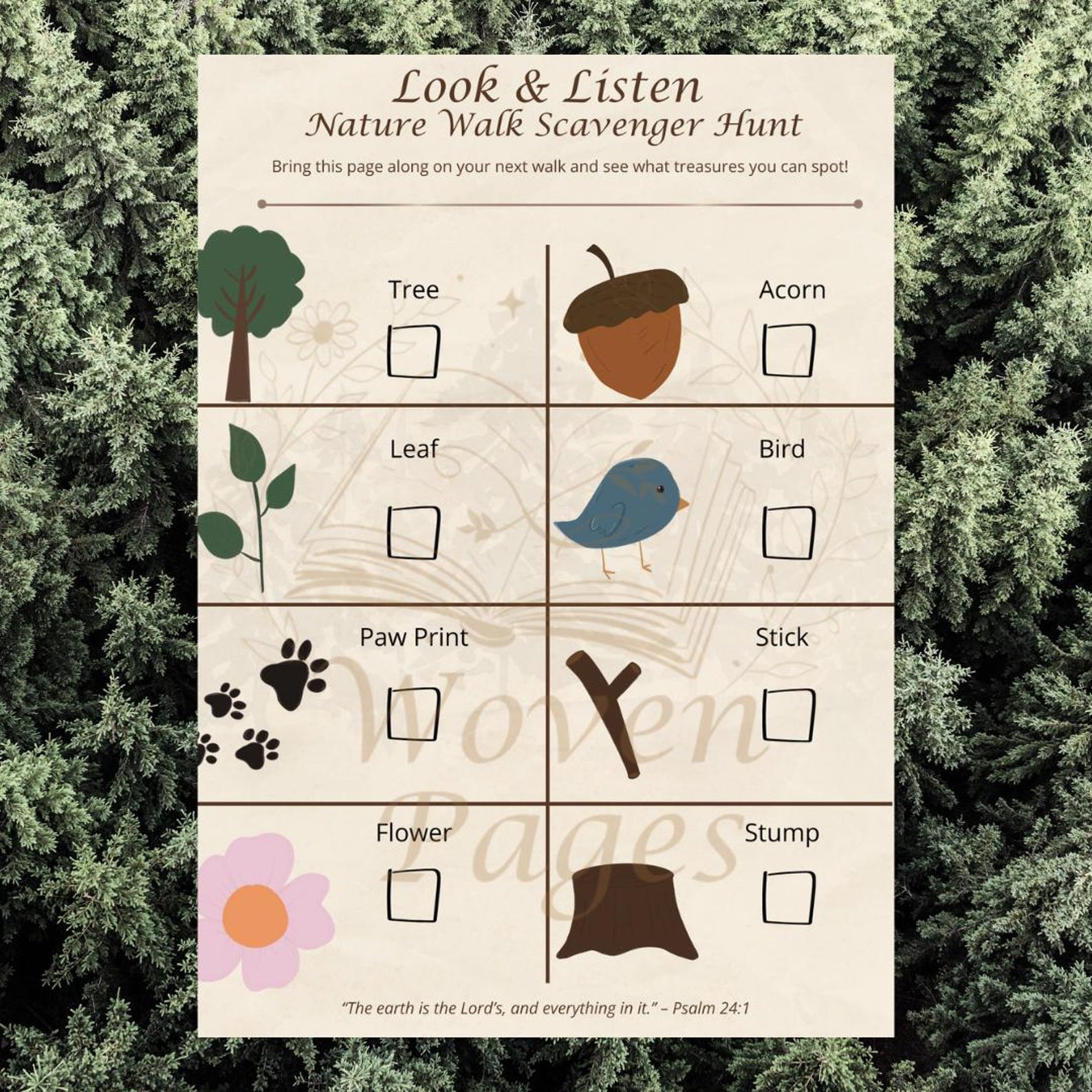 Nature Walk Scavenger Hunt Printable | Christian Homeschool Activity ...