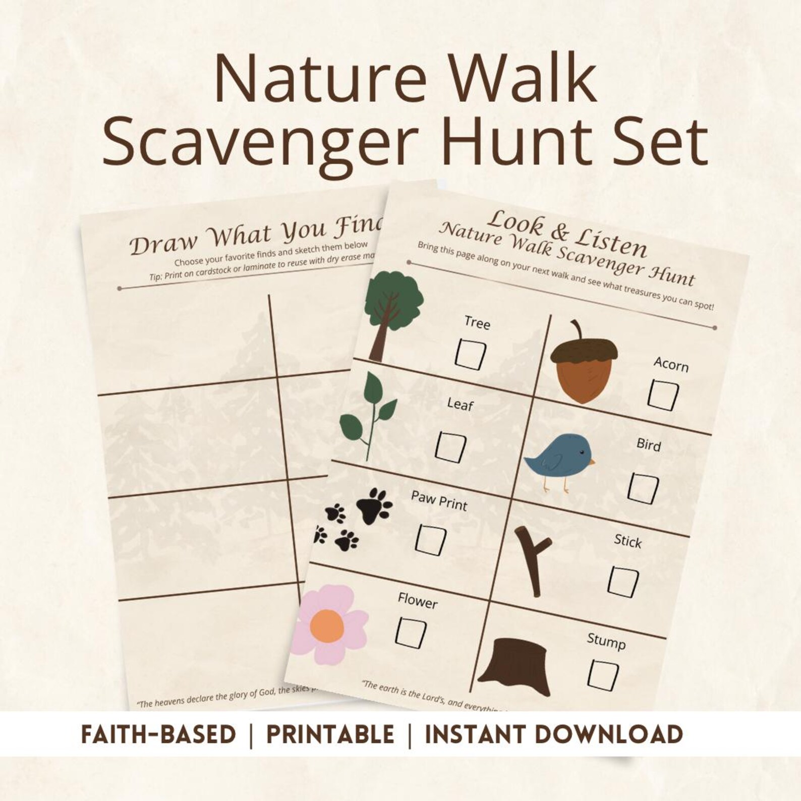Nature Walk Scavenger Hunt Printable | Christian Homeschool Activity ...
