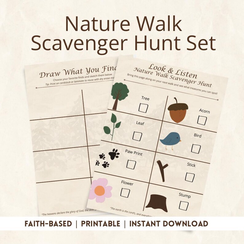 Nature Walk Scavenger Hunt Printable | Christian Homeschool Activity ...