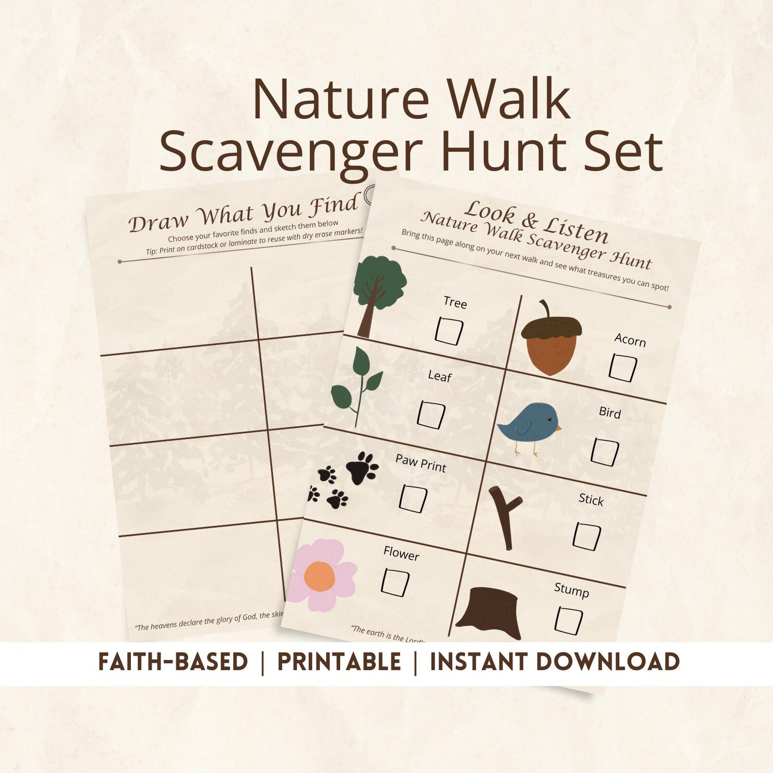 Nature Walk Scavenger Hunt Printable | Christian Homeschool Activity ...