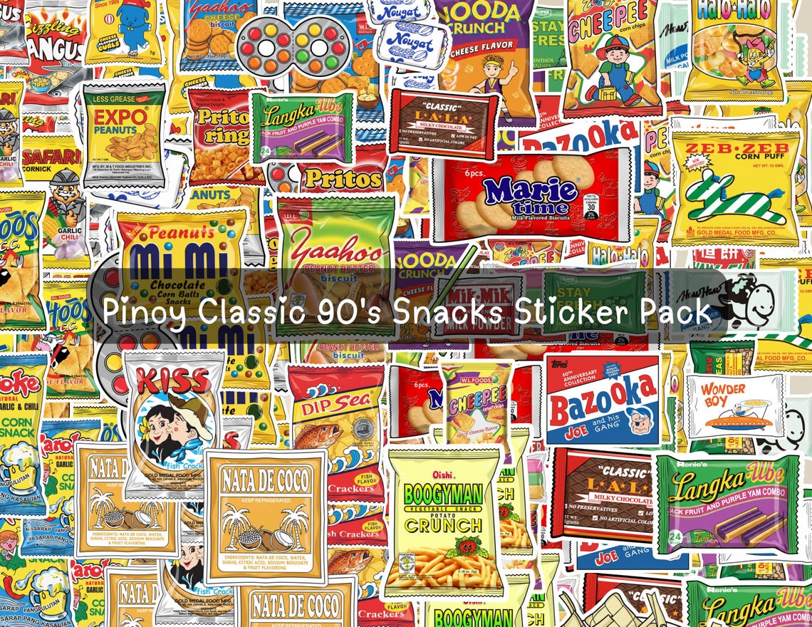 Pinoy Classic 90's Snacks Stickers | Filipino Snacks Sticker Pack | Die ...