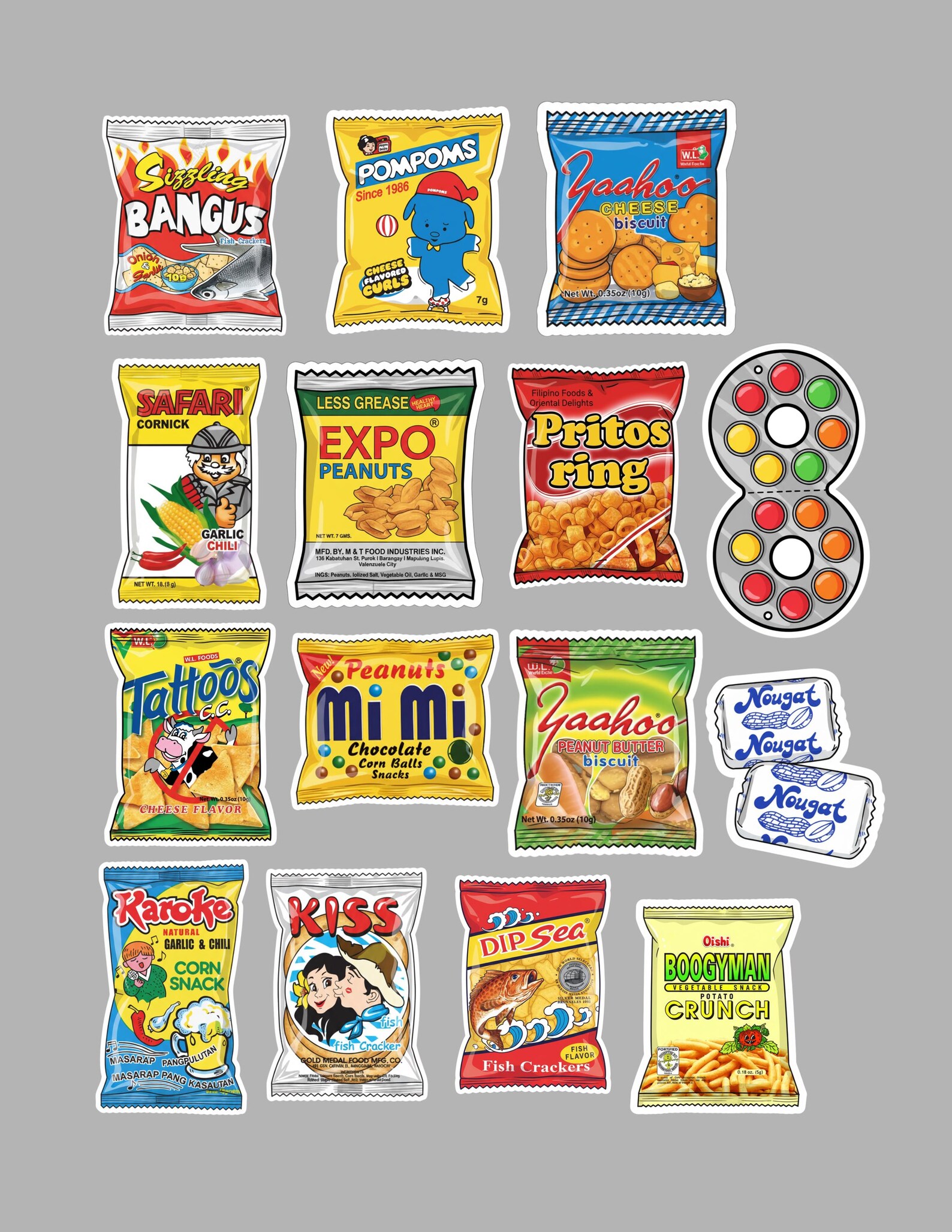 Pinoy Classic 90's Snacks Stickers | Filipino Snacks Sticker Pack | Die ...
