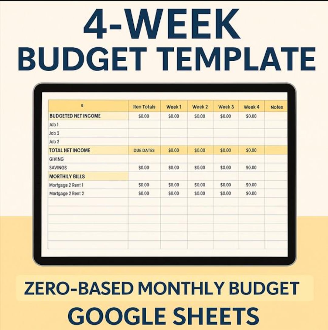 4-week Budget Planner Template | Zero-based Monthly Budget | Google ...