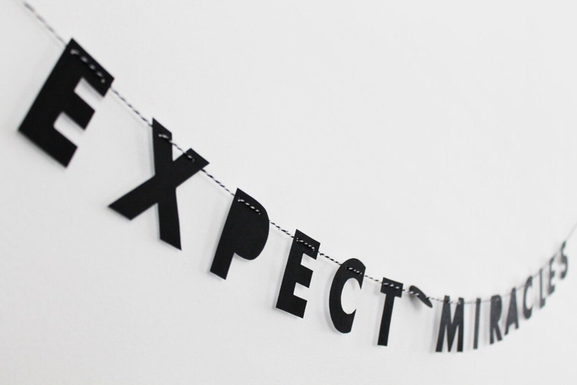 EXPECT MIRACLES // 2 Strung Monochrome Letters - Etsy Canada