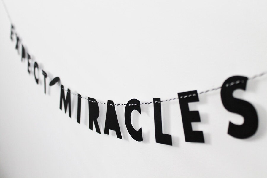 EXPECT MIRACLES // 2 Strung Monochrome Letters - Etsy Canada
