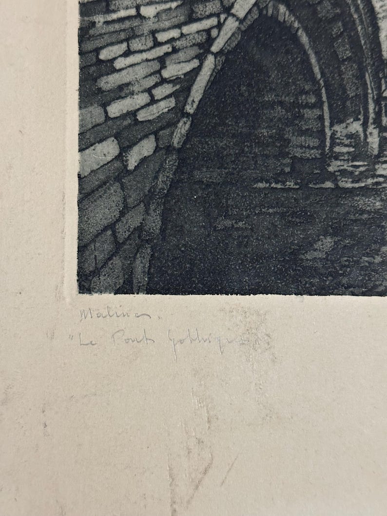 Antique Etching of European Stone Bridge | “le Pont Gothique” | Signed ...