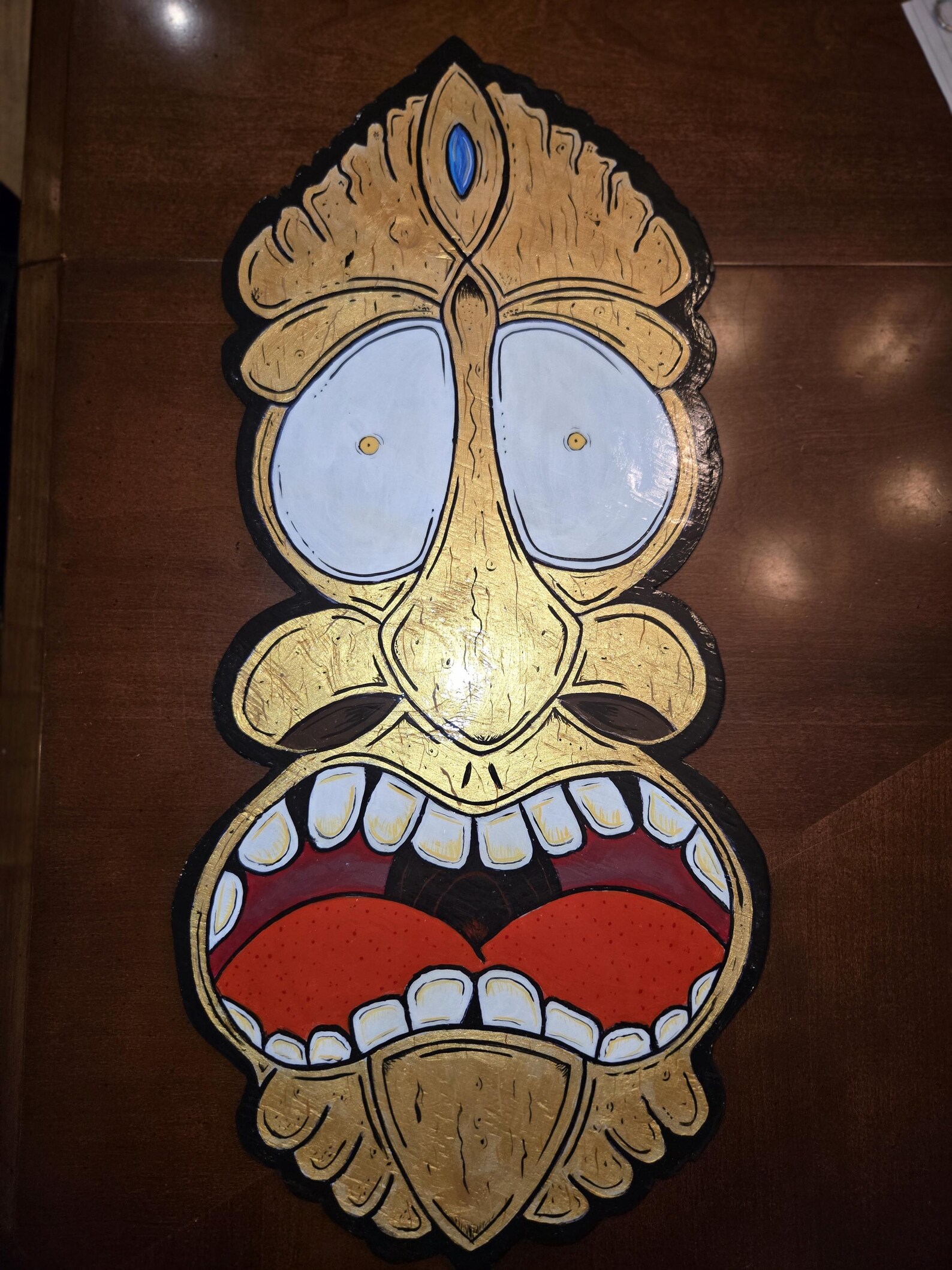 Painted Tiki Head on Wood - Etsy