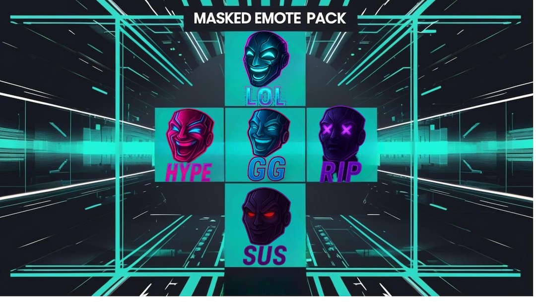 Cyber Glitch Twitch Emotes – Masked Emote Pack (5 PNG) – Streamer ...