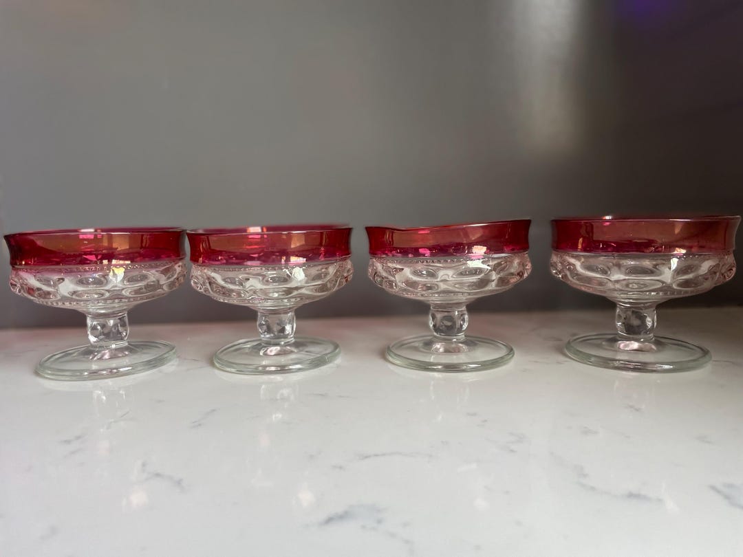 Tiffin Franciscan Kings Crown Ruby Red Flash Thumbprint Martini Glass ...