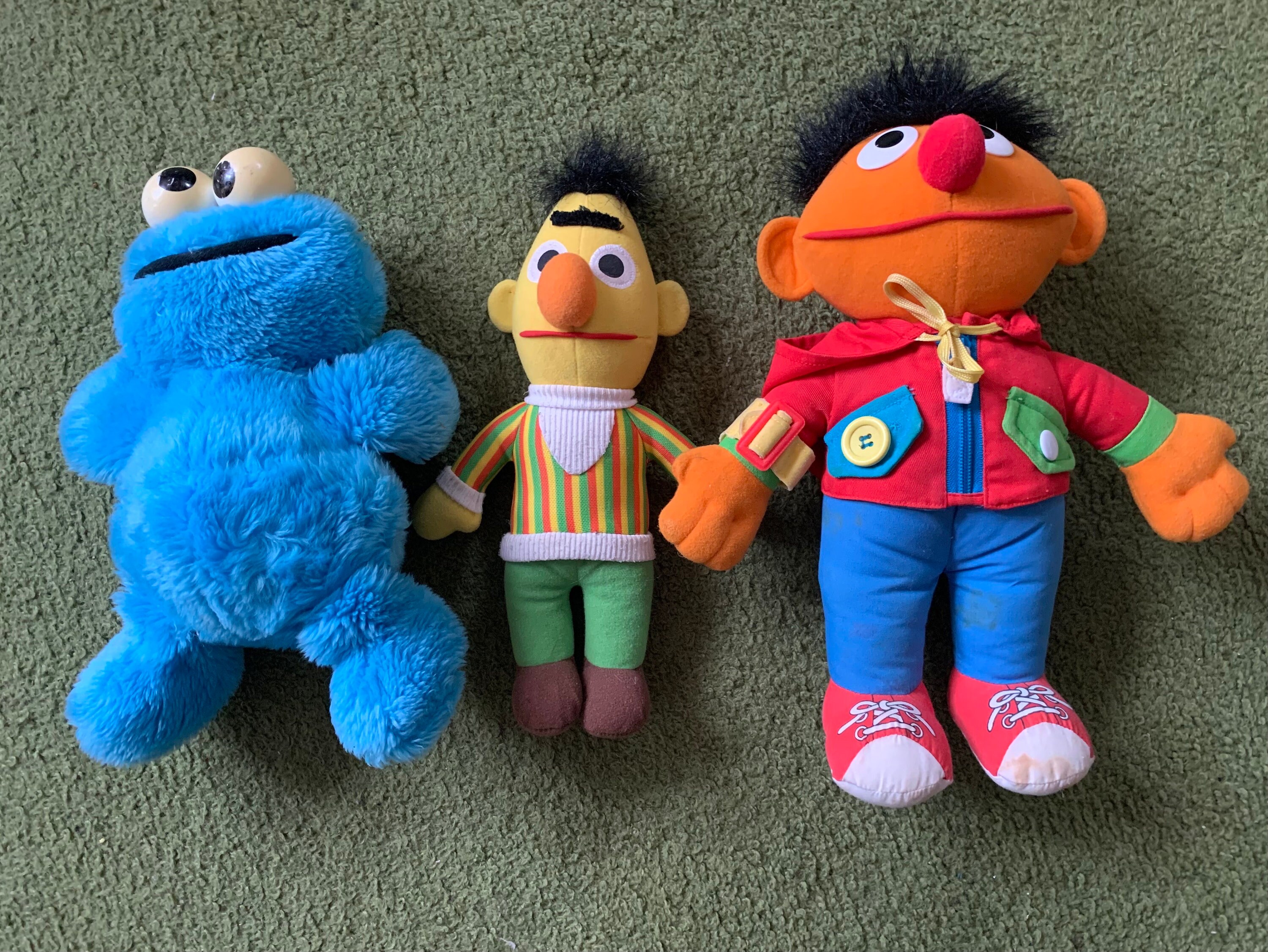 Vintage Sesame Street Stuffed Animal Plushies, Cookie Monster, Bert and ...