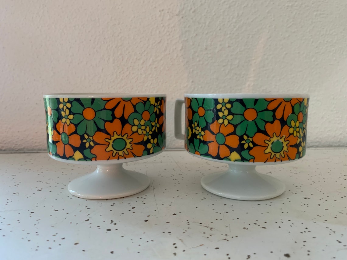 1960s Mod Flower Power Pedestal Tea/coffee Cup Japan, Holt Howard Style ...