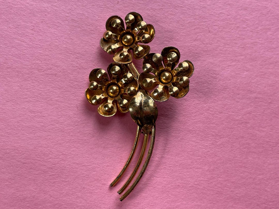 Sterling Silver Gold Filled 3D Flower Brooch/pin 3" - Etsy