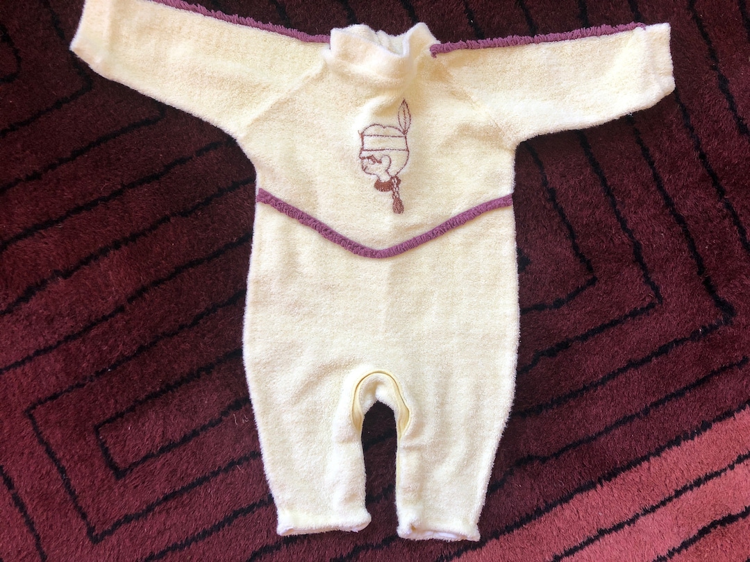 1970’s Yellow Baby Infant Onesie Vintage Onesie Vintage Terry Cloth ...