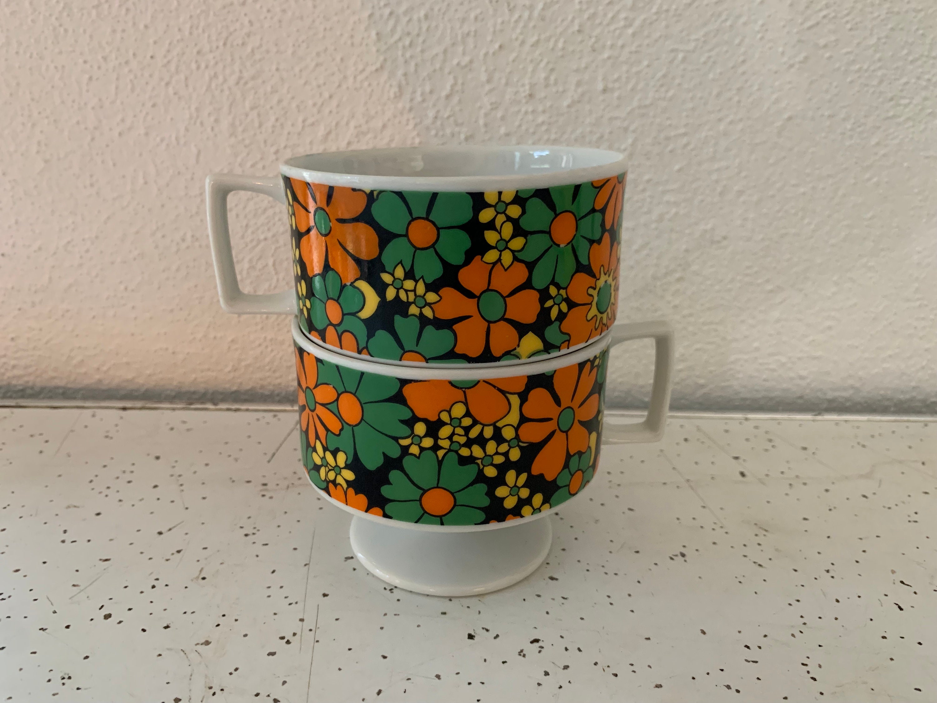 1960s Mod Flower Power Pedestal Tea/coffee Cup Japan, Holt Howard Style ...