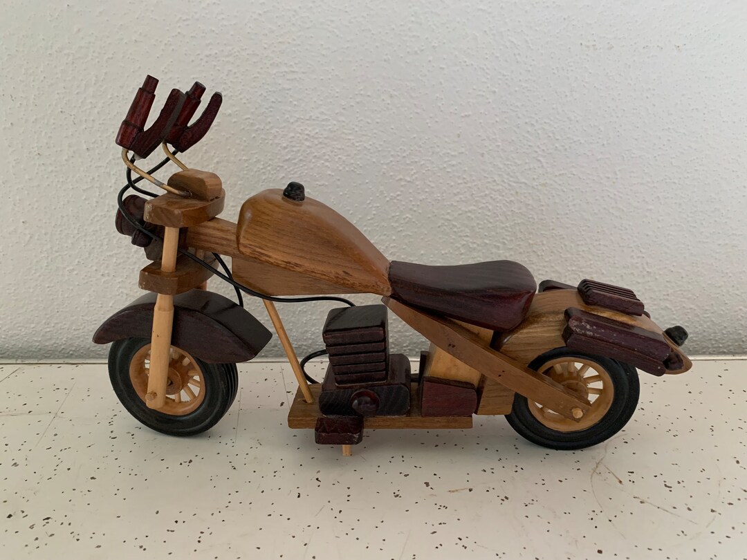 Vintage Retro Wood Motorcycle Model, Vintage Wooden Motorcycle Classic ...