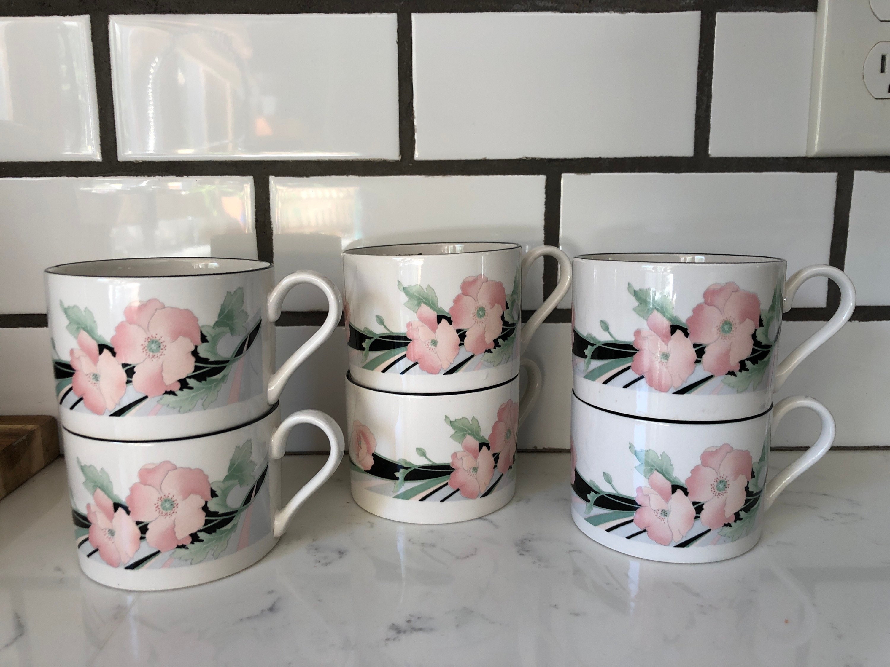 Vintage Sango Jolie Set of 6 Tea Cups Coffee Cups 253319 - Etsy