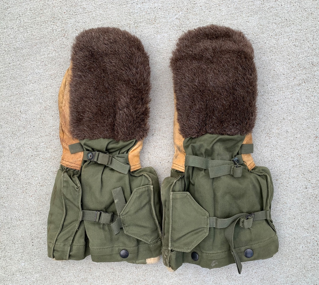 US Military Mittens Arctic Gloves, 1997 Issue, Wool Lined, Extreme Cold ...
