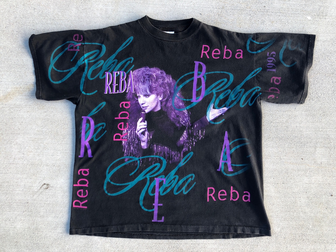 Vintage Reba Mcentire • All Over Print With “reba” • Concert• T-shirt ...