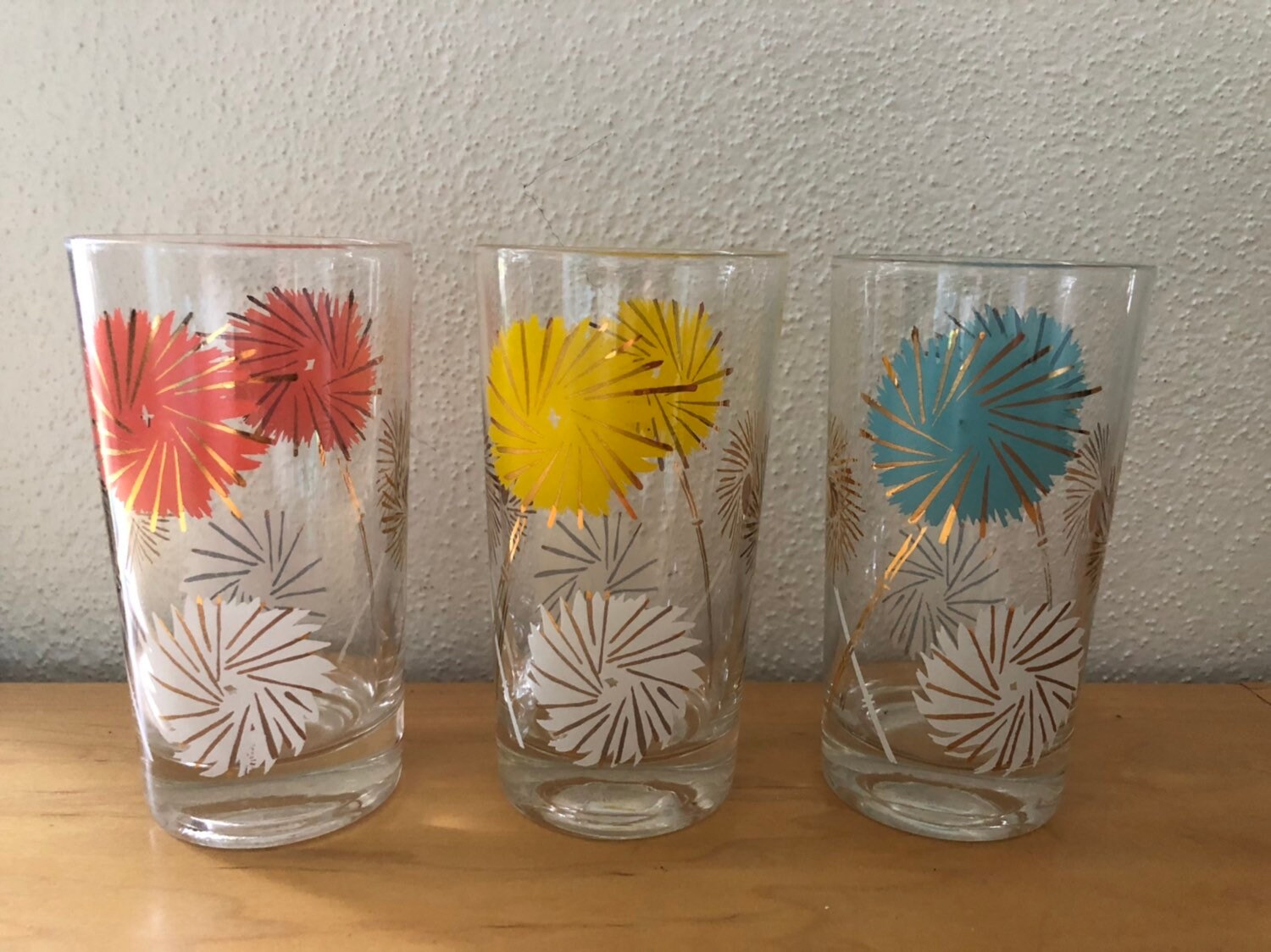 Starburst Cocktail Juice Glasses Gold White Peach Turquoise Etsy