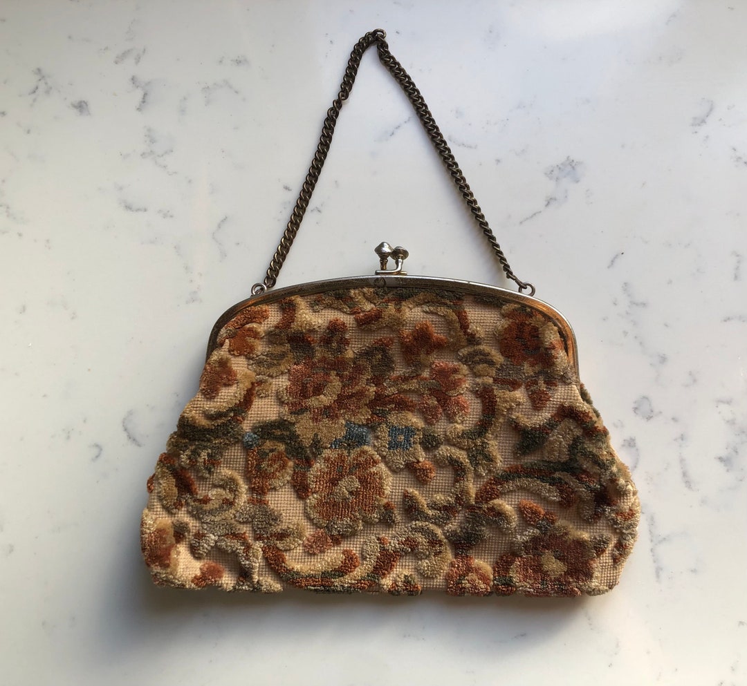 Vintage Tapestry Bag With Chain and Snapping Closure 1920's - 1950's ...