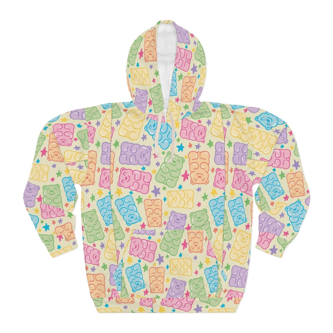 Colorful Gummy Bear Print Unisex Pullover Hoodie, Cute Warm Gift, Cozy ...