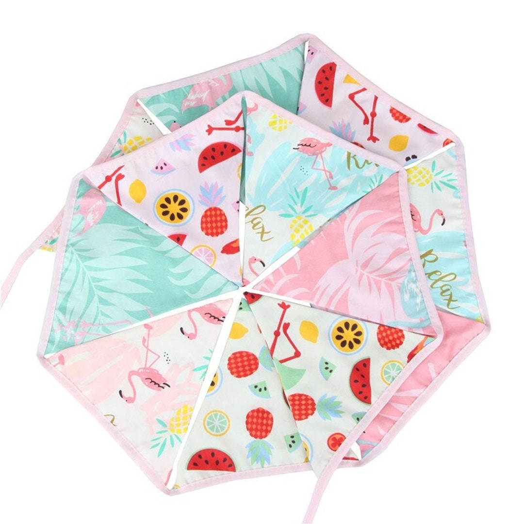 Cotton Pennant Bunting Tropical Theme 3.2m Poolside, BBQ, Garden Party ...