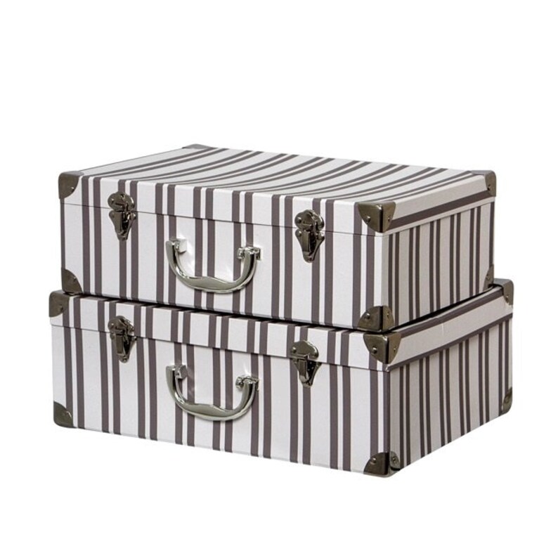 Nesting Suitcases Set of 2 White With Grey Stripes DIY - Etsy Australia