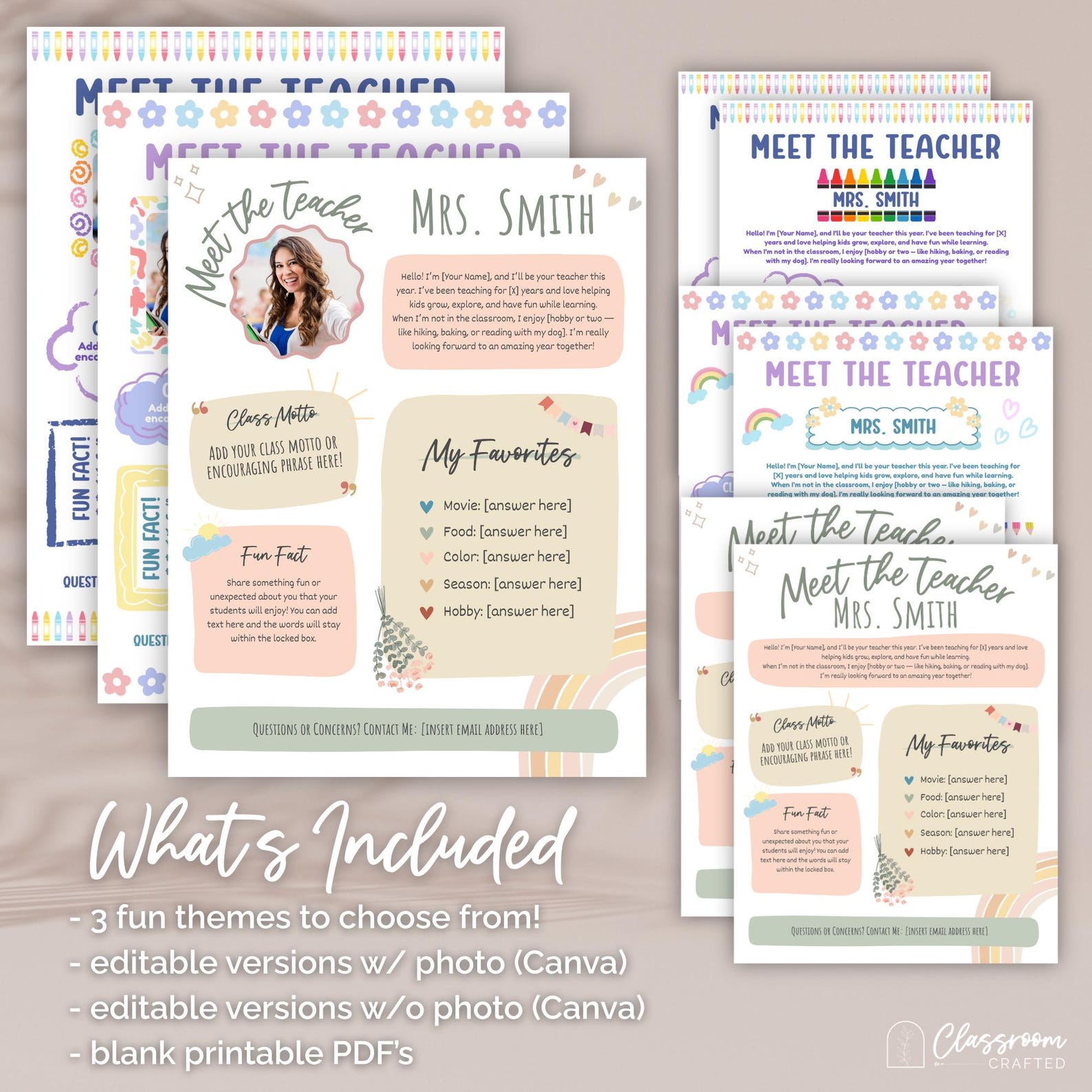 Editable Meet the Teacher Template BUNDLE – Boho, Playful, Crayon ...