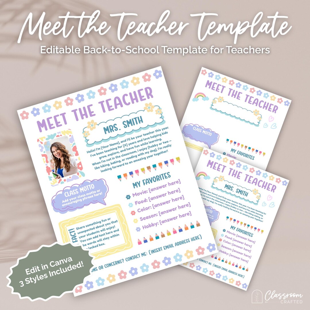 Editable Meet the Teacher Template – Playful | Canva + PDF | Back to ...