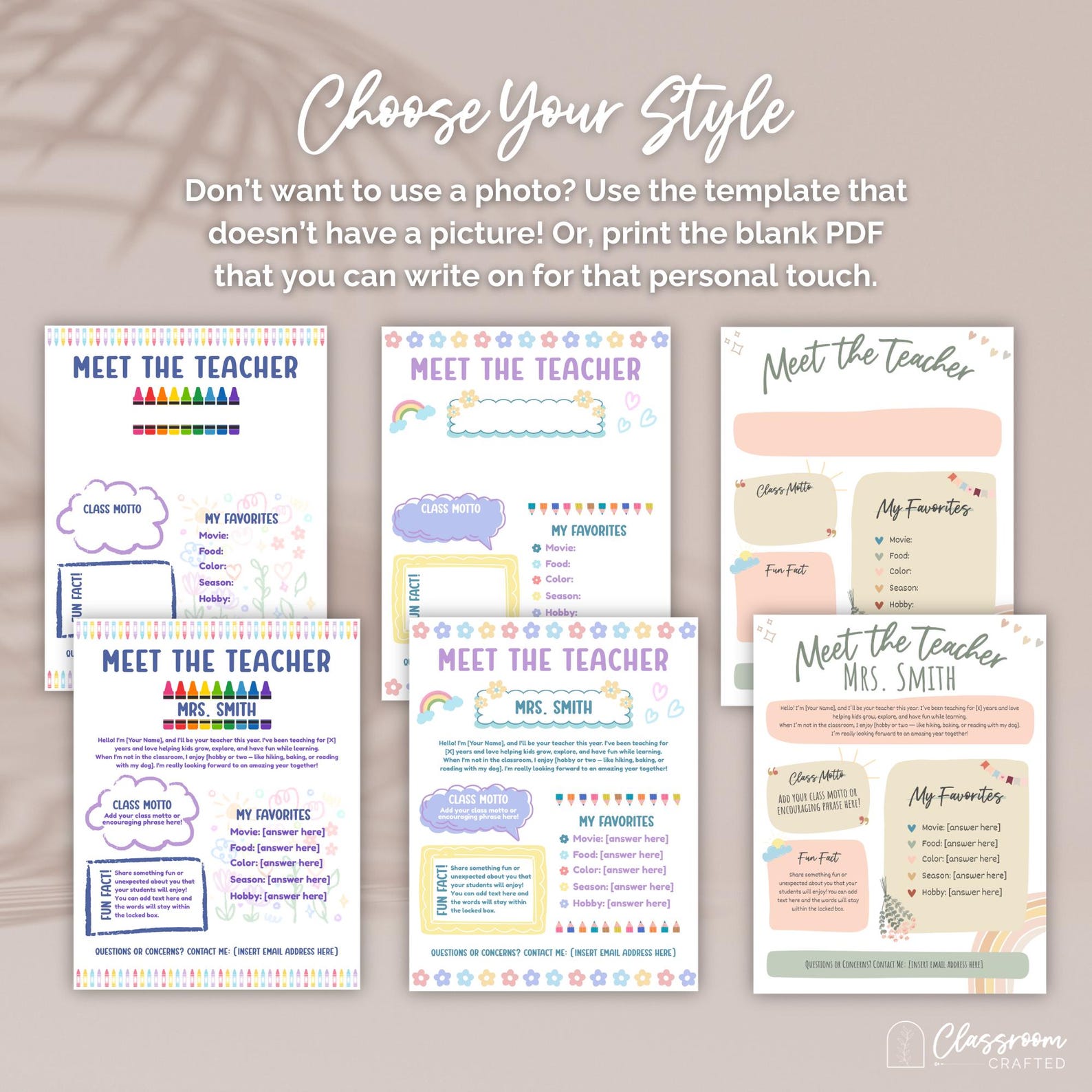 Editable Meet the Teacher Template BUNDLE – Boho, Playful, Crayon ...