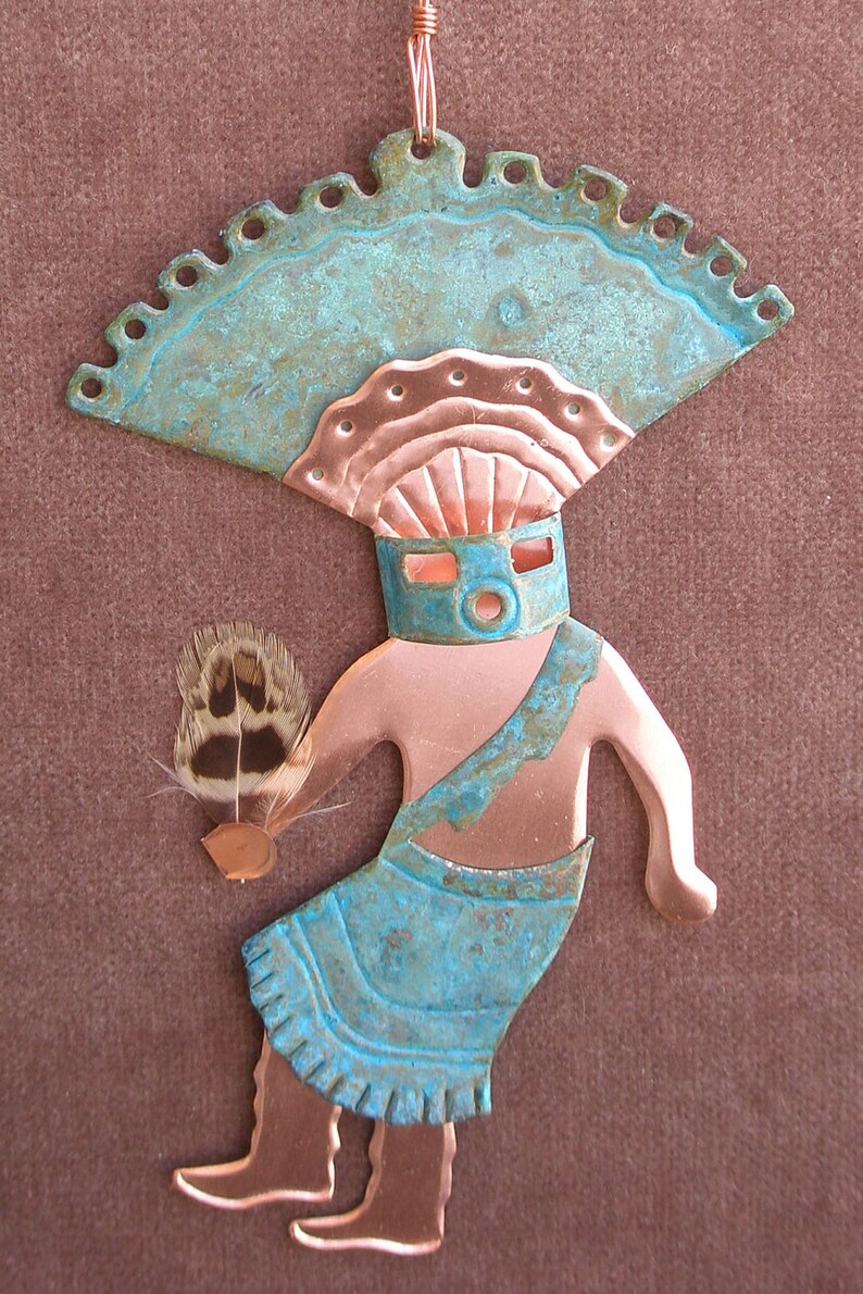 Kachina CROWN DANCER Copper Verdigris Ornament Handcrafted | Etsy