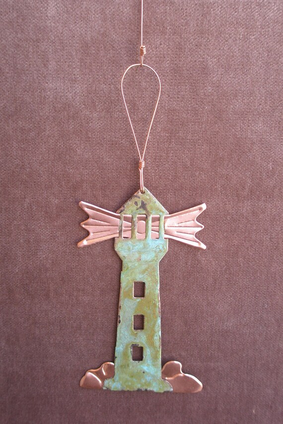 LIGHTHOUSE Copper Verdigris Ornament Handcrafted in The | Etsy