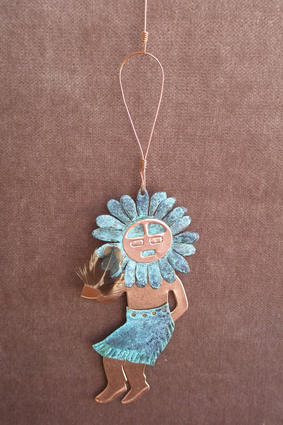 Kachina SUN FACE Copper Verdigris Ornament Handcrafted in the Copper ...