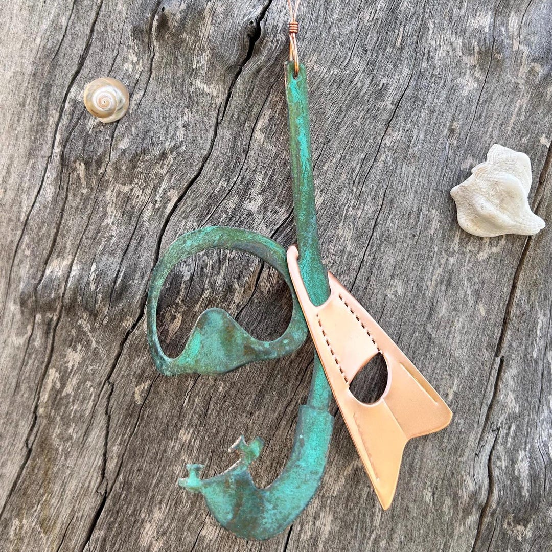 SNORKEL GEAR Scuba Mask Fin Diving Copper Verdigris Christmas Ornament ...