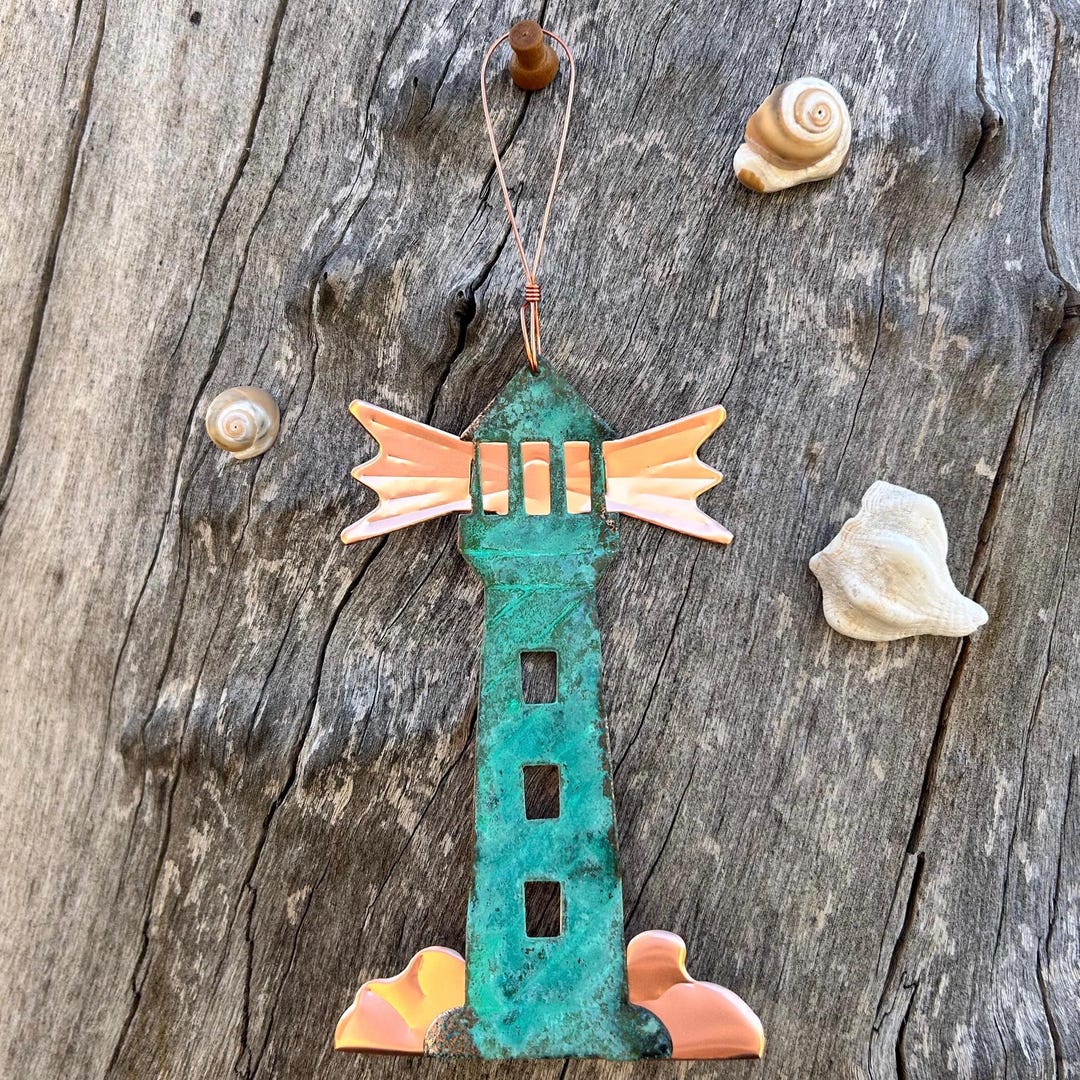 LIGHTHOUSE Nautical Copper Verdigris Christmas Ornament - Handcrafted ...
