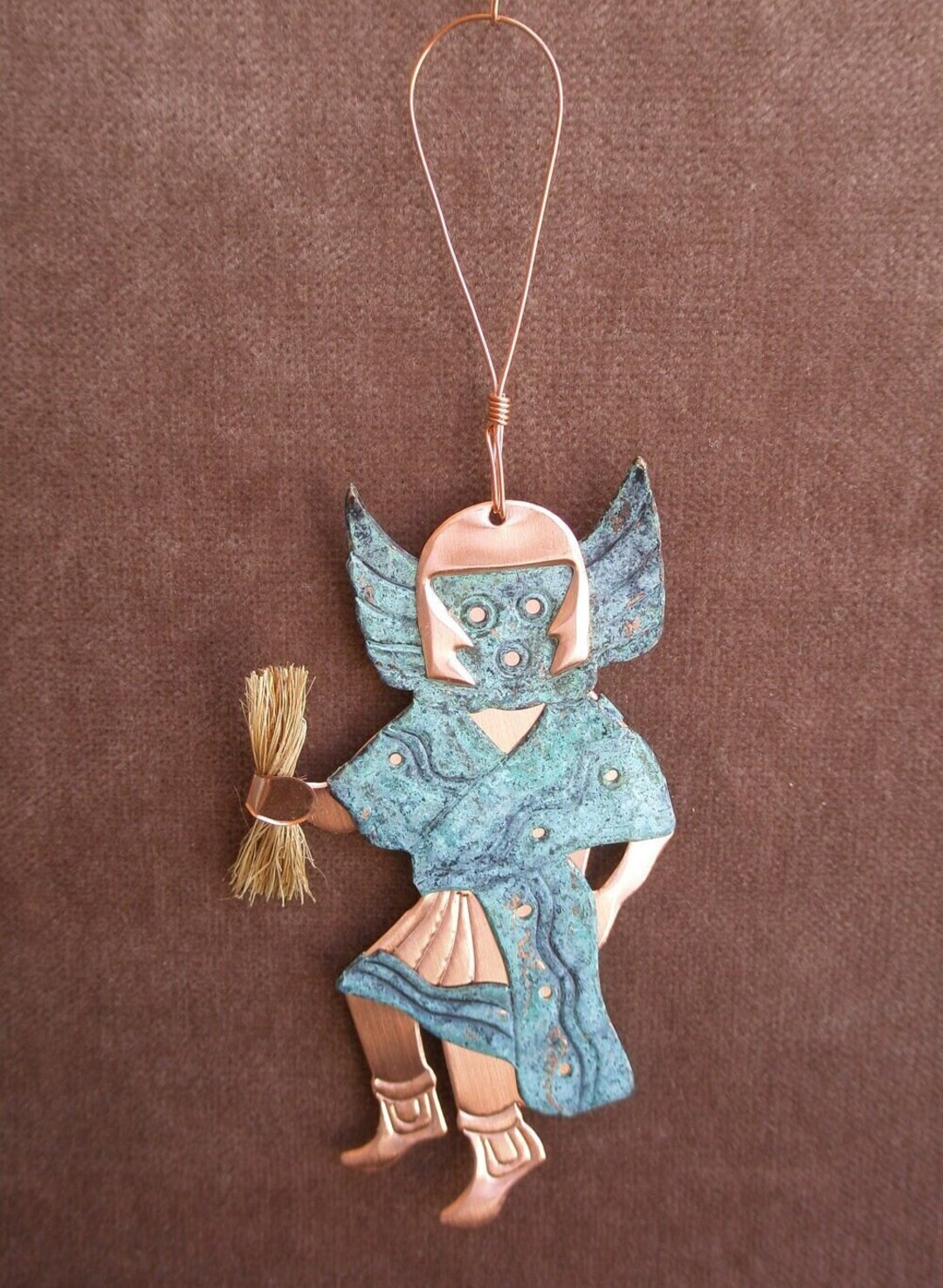 Kachina CROW MOTHER Copper Verdigris Ornament Handcrafted in the Copper ...
