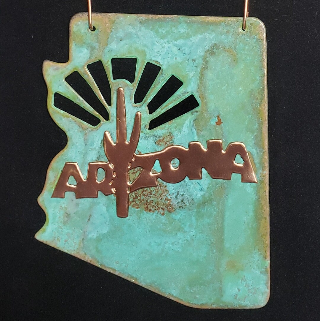 ARIZONA STATE Shaped Copper Verdigris Ornament Handcrafted in the ...