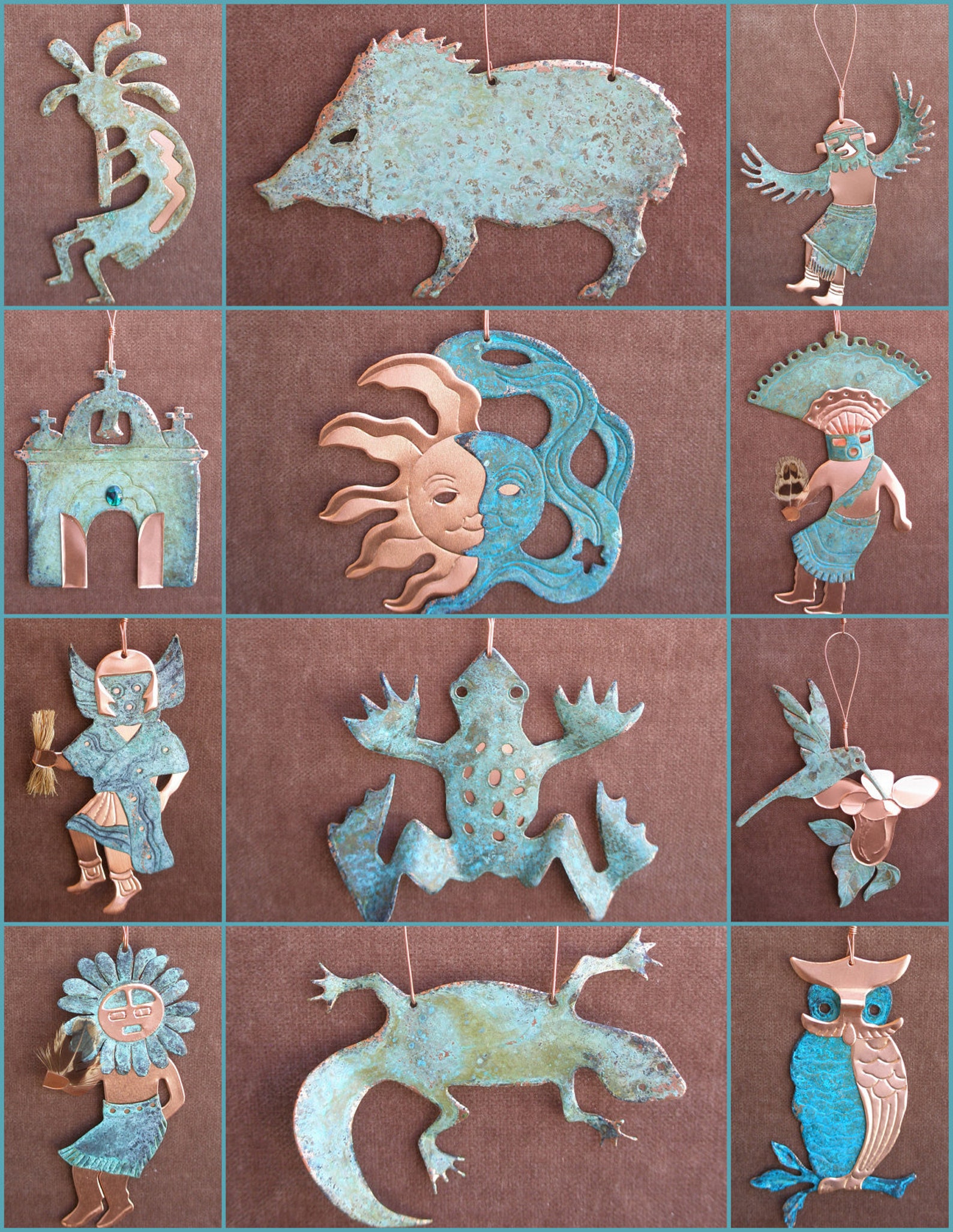 Kachina SUN FACE Copper Verdigris Ornament Handcrafted in | Etsy