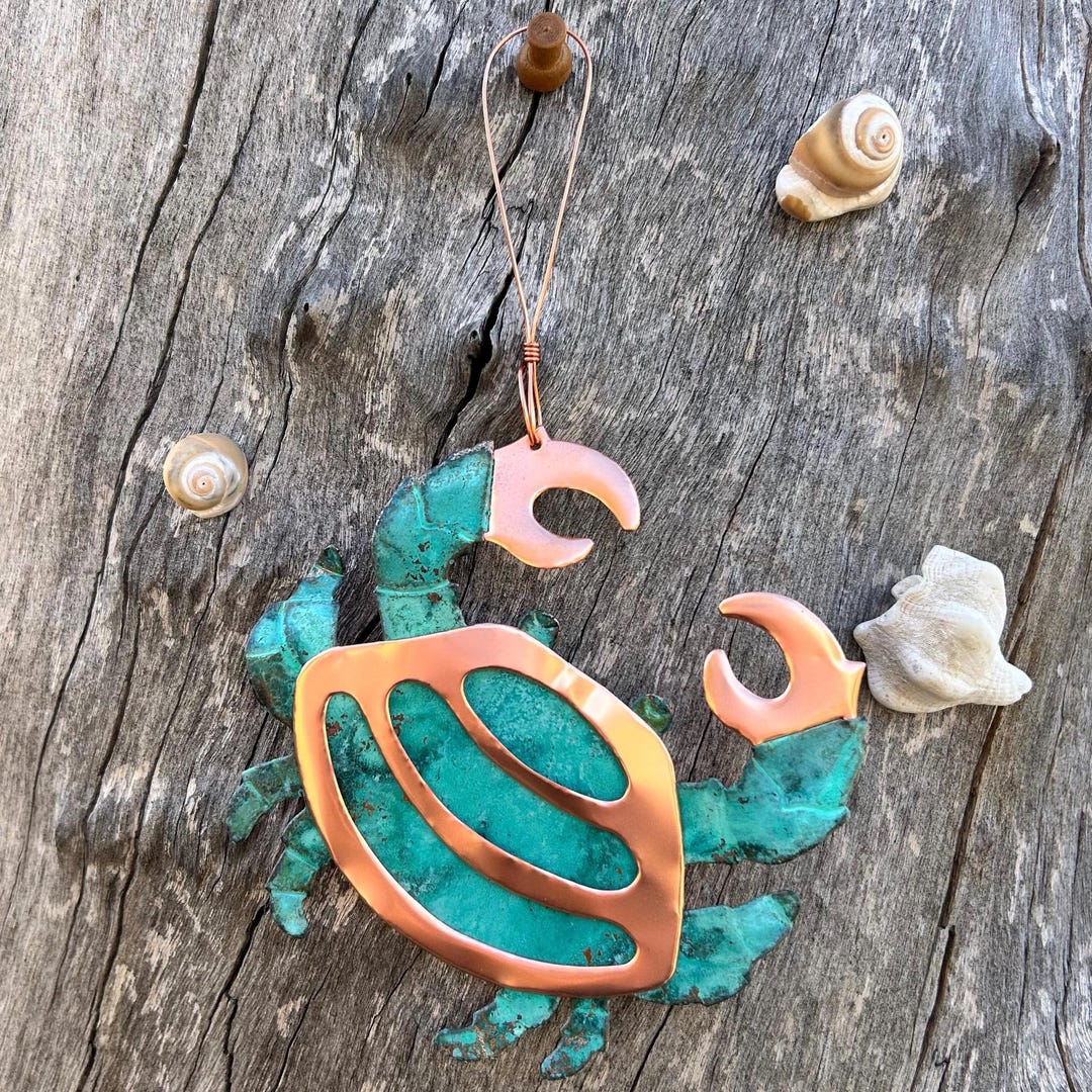 CRAB Crustacean Copper Verdigris Christmas Ornament - Handcrafted in ...