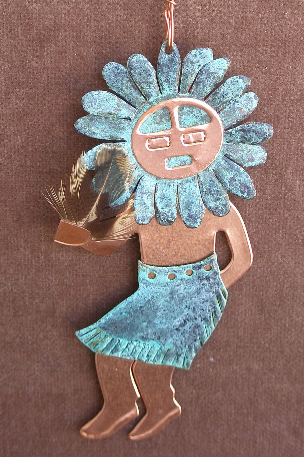 Kachina SUN FACE Copper Verdigris Ornament Handcrafted in | Etsy