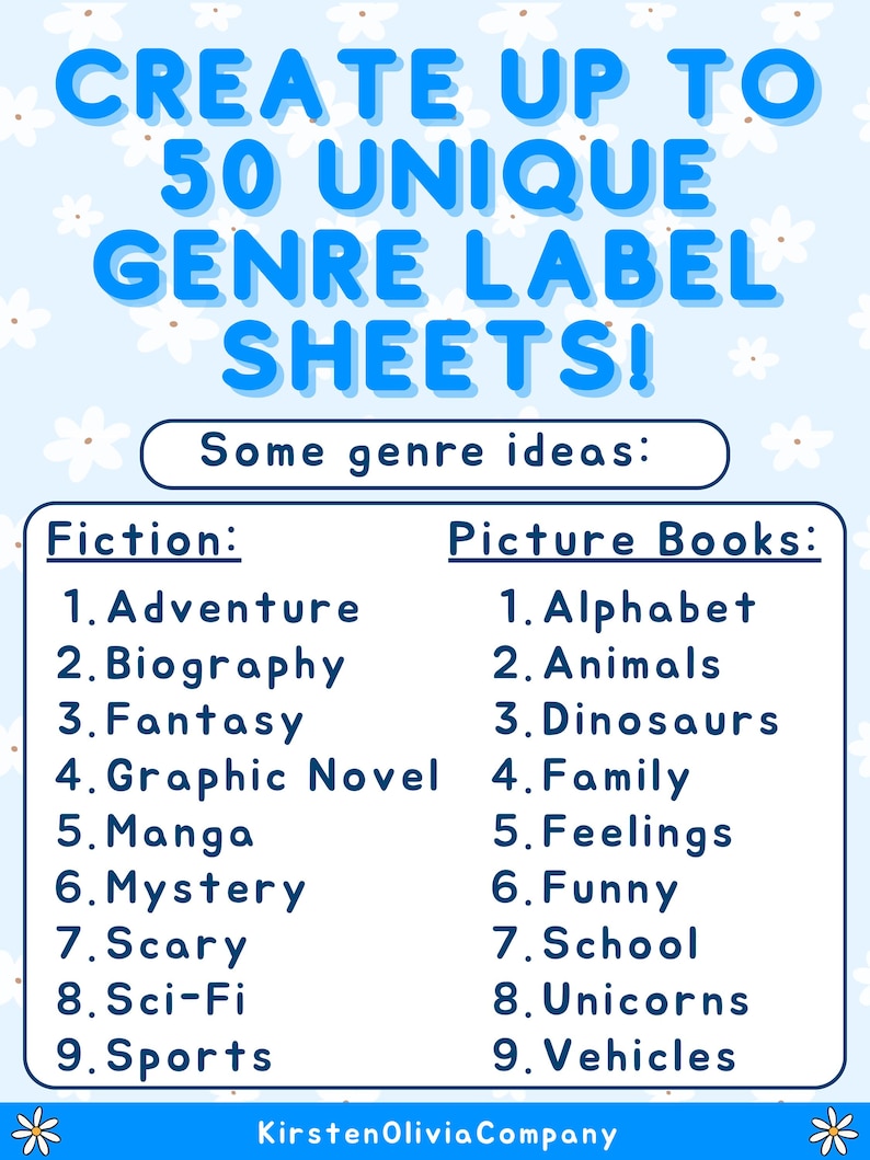 Custom Genre Spine Labels for Library Organization | School, Classroom ...