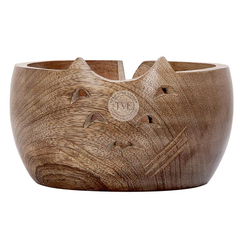 Wooden Yarn Bowl Cat Shape: Crochet and Knitting Holder (7x4) - Etsy