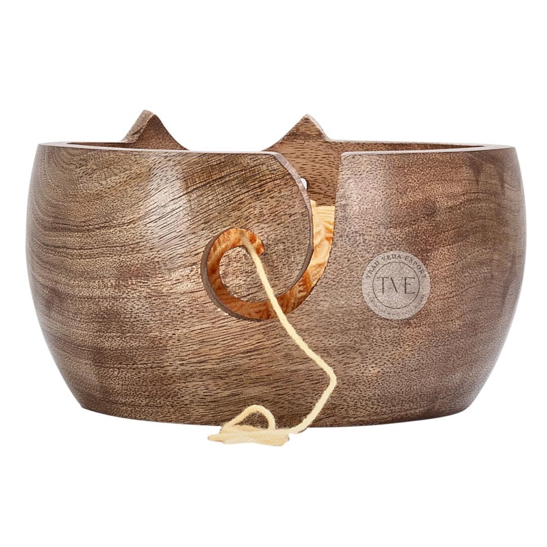 Wooden Yarn Bowl Cat Shape: Crochet and Knitting Holder (7x4) - Etsy