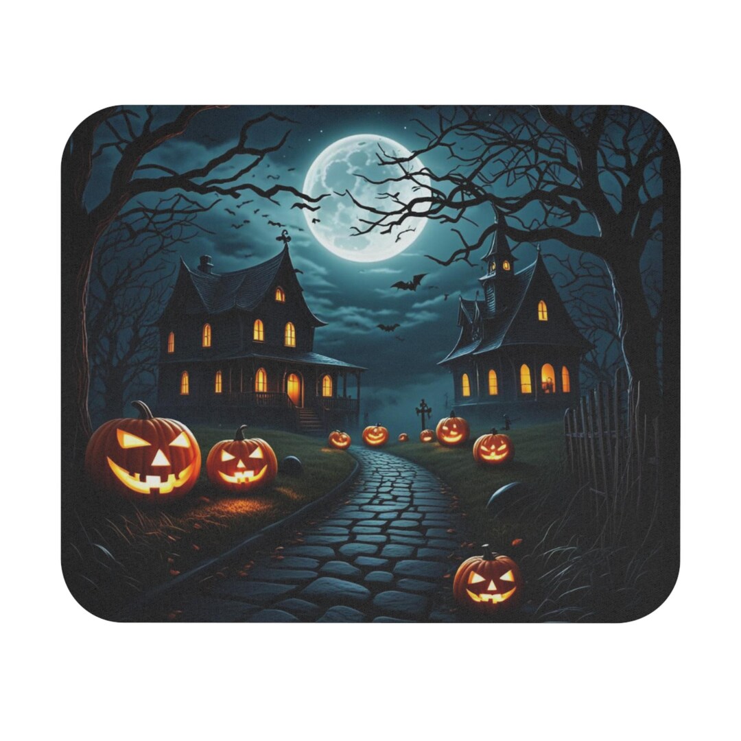 Halloween Mouse Pad, Spooky Office Decor, Haunted House Design, Ghostly ...