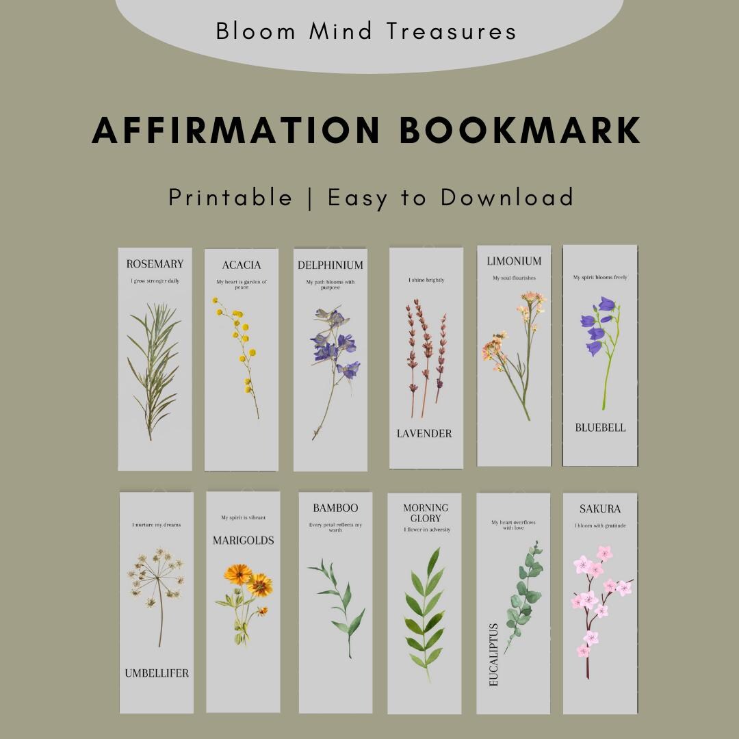 Empowering Affirmations Bookmark Instant Download |positive Vibes ...