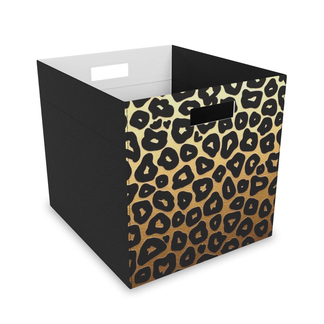Leopard Print Felt Storage Box | Animal Print Organizer, Foldable ...